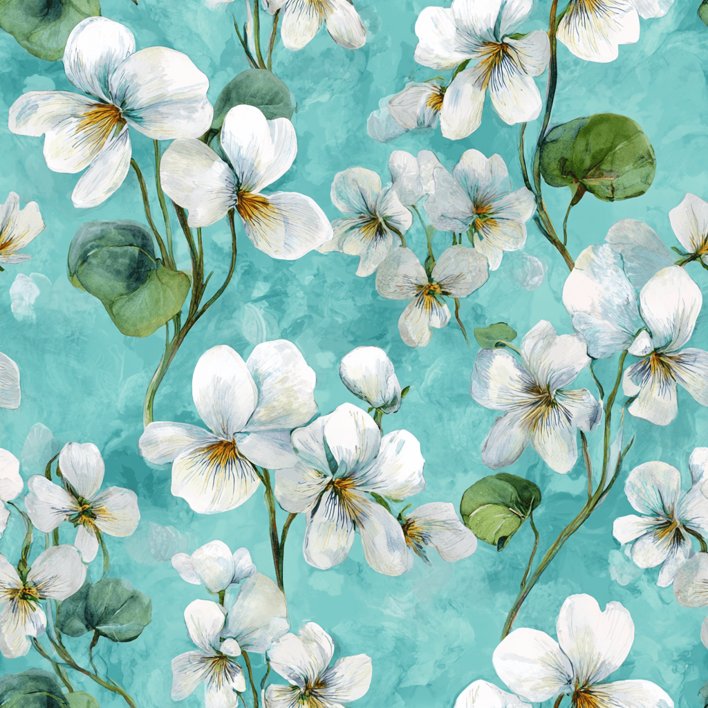 White Violets Blue Wallpaper – Lemon Park